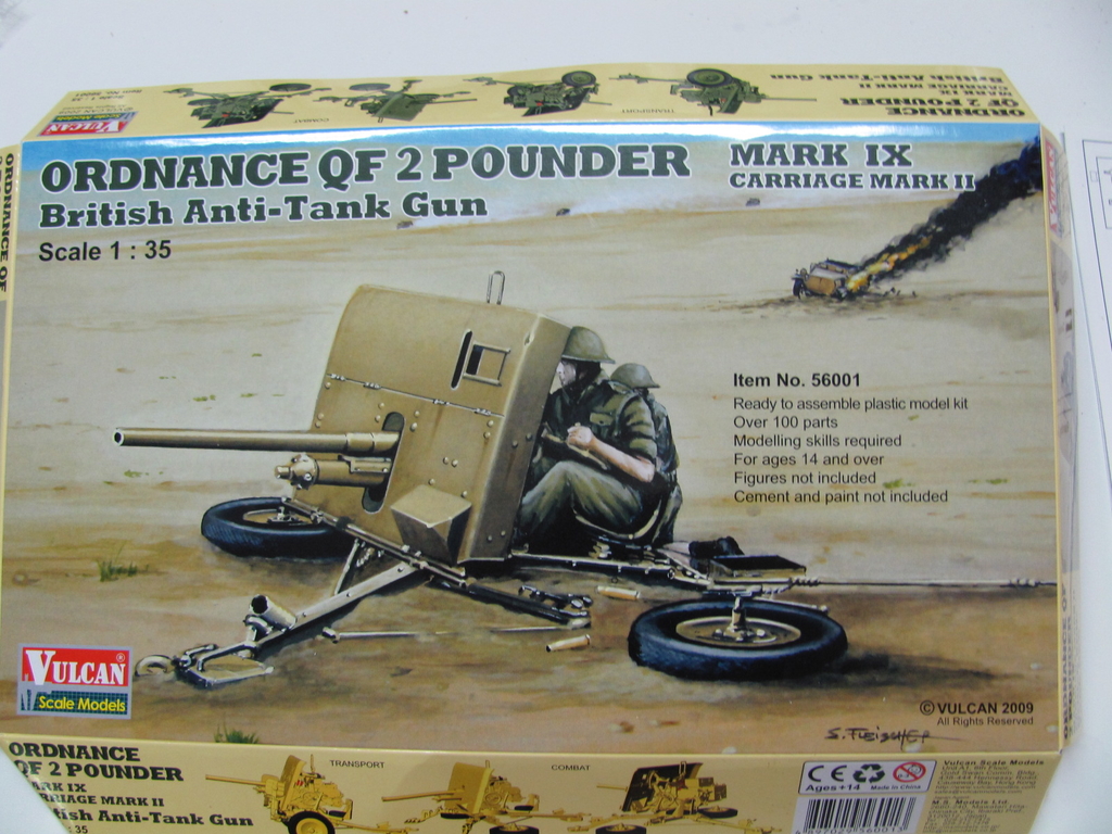 Vulcan British 2 PDR Ant-Tank Gun Kit Box Art | Modelers Alliance
